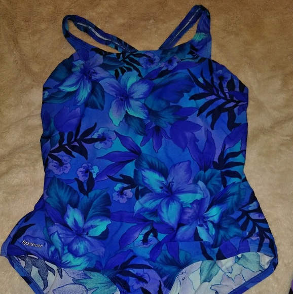 Swim | Speedo Blue Floral Swimsuit | Poshmark